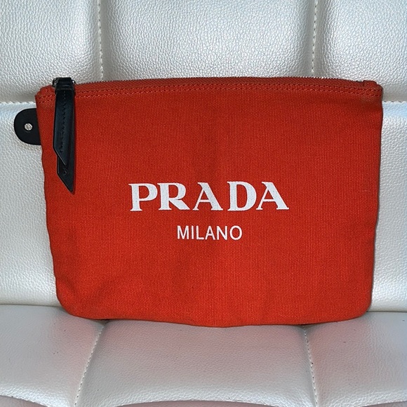 Prada | Bags | Prada Canvas Pouch Clutch Bag Cosmetic Case | Poshmark